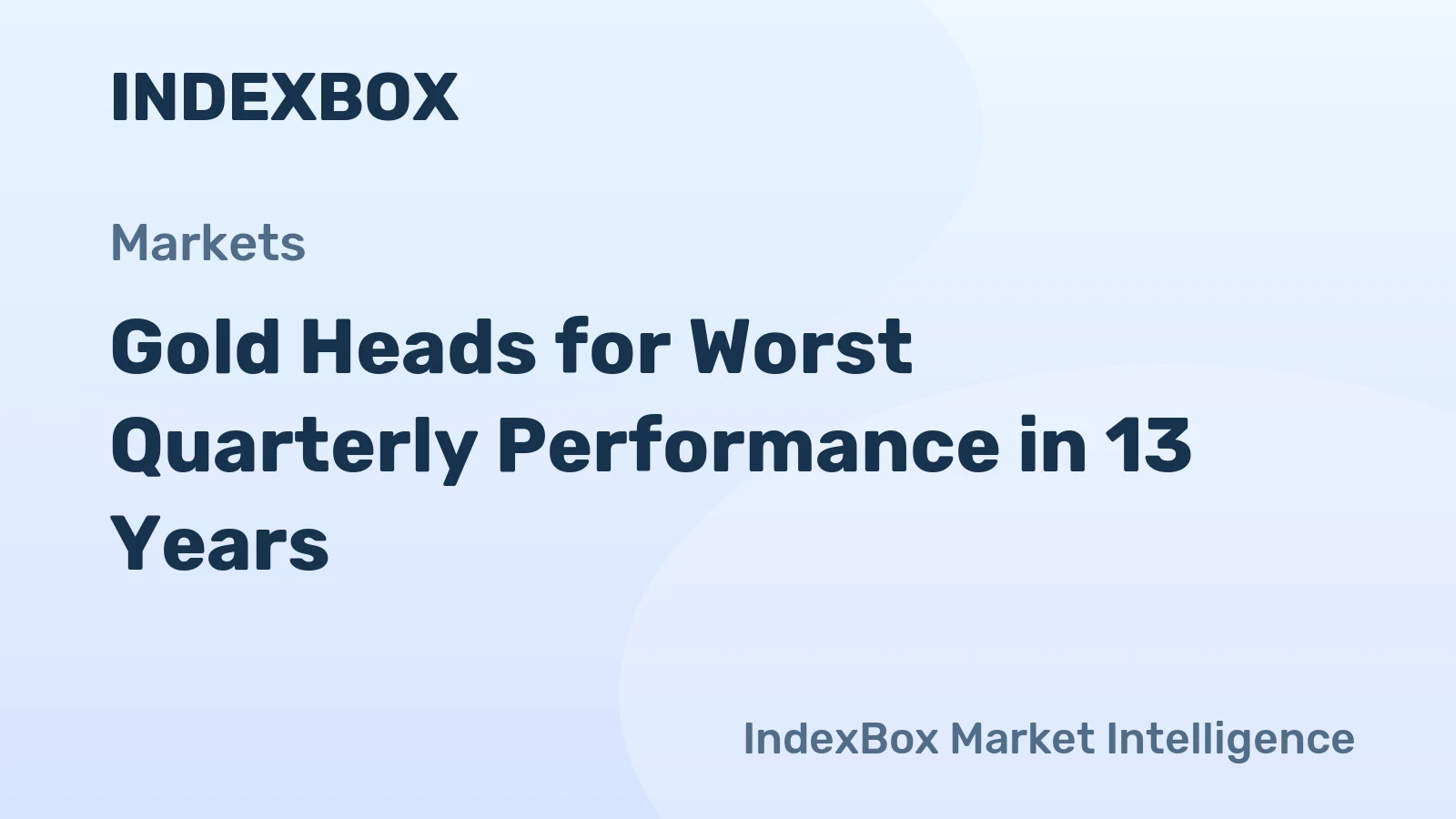 Gold Heads for Worst Quarterly Performance in 13 Years