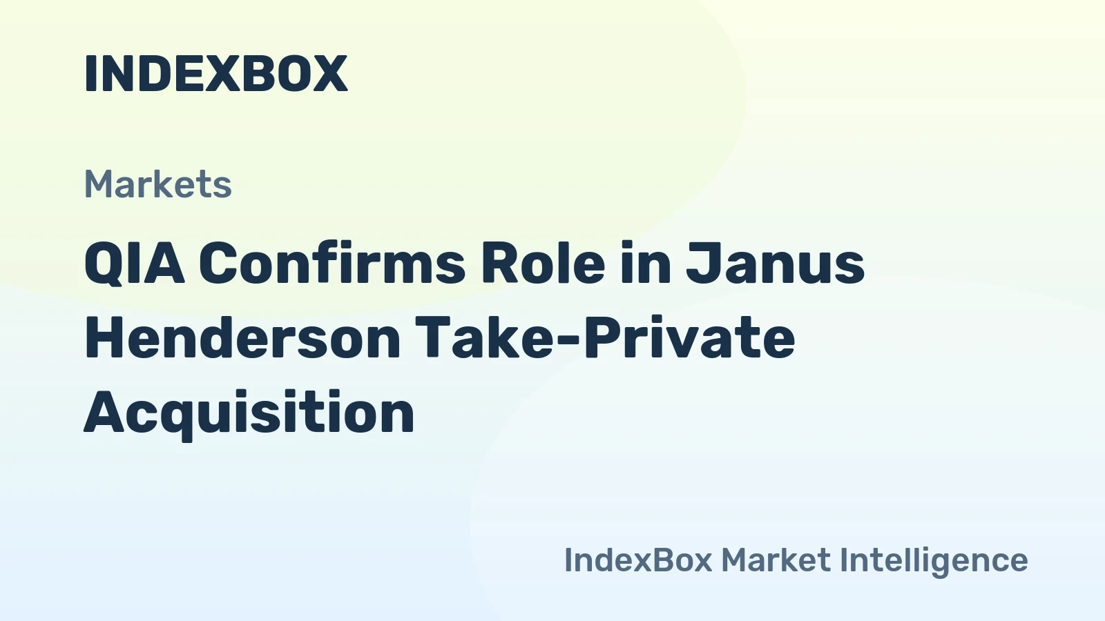 QIA Confirms Role in Janus Henderson Take-Private Acquisition
