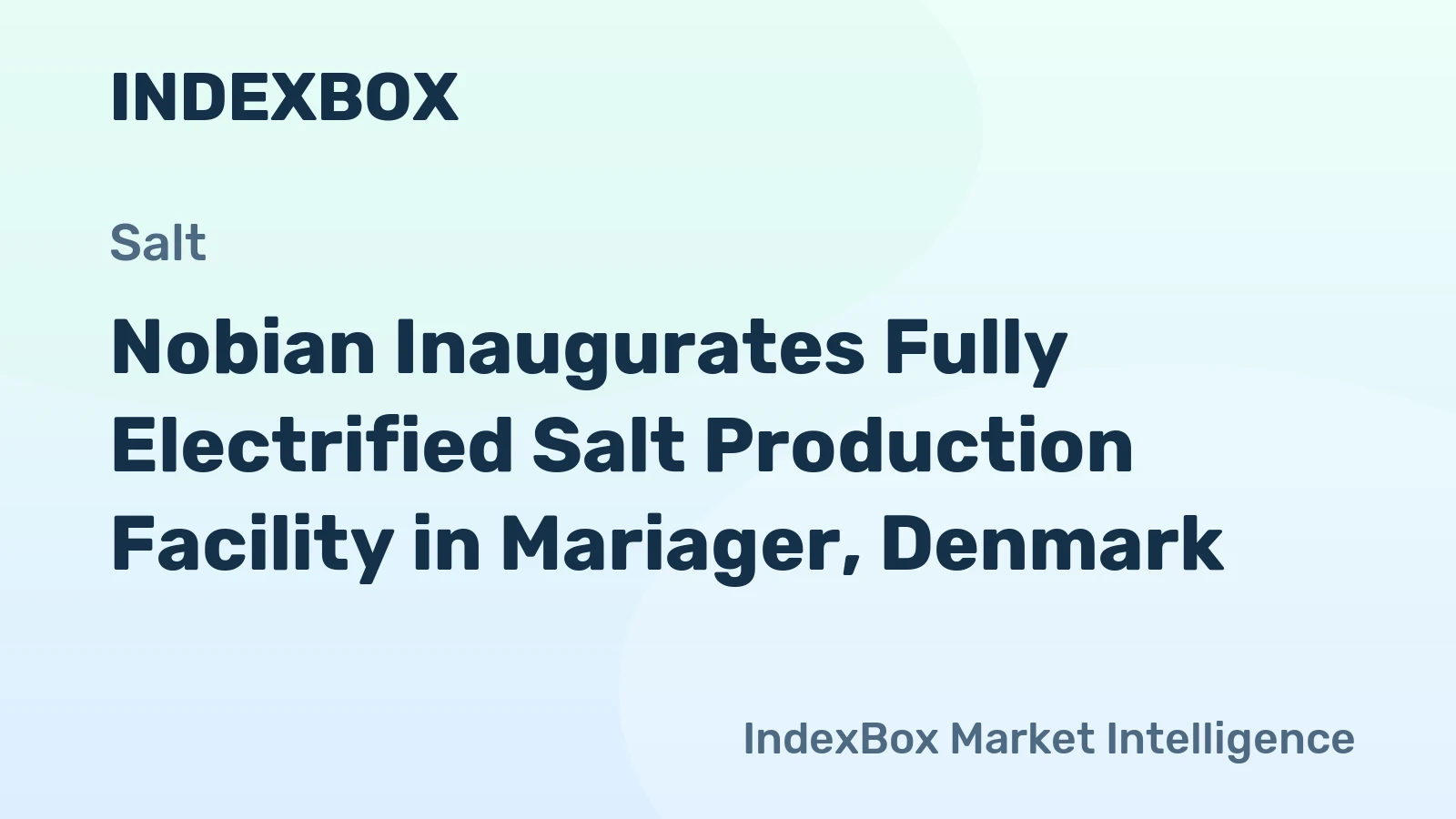 Nobian Inaugurates Fully Electrified Salt Production Facility in Mariager, Denmark