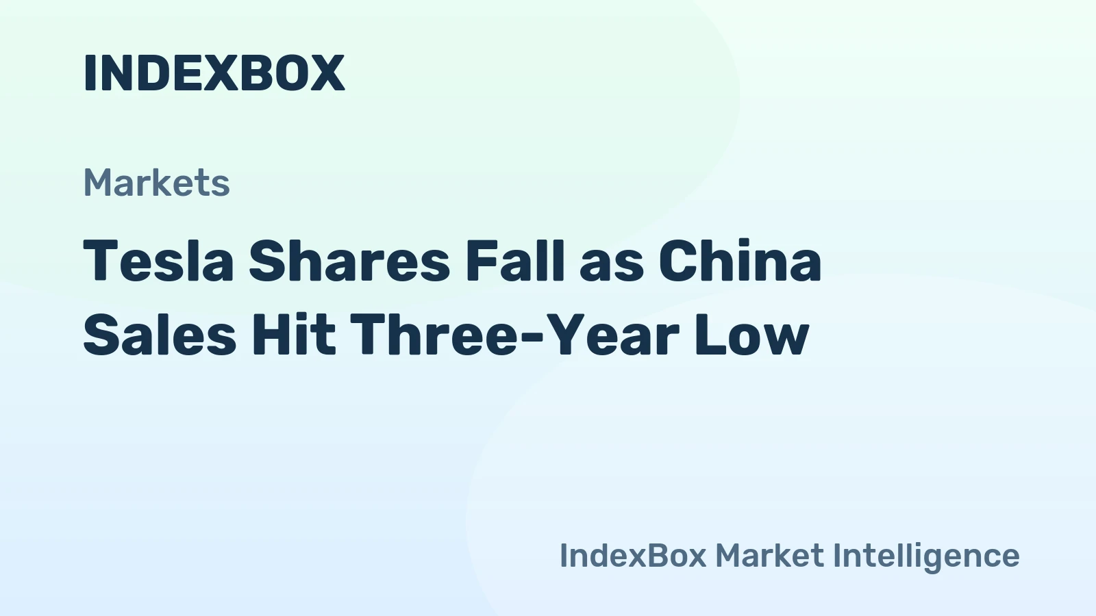 Tesla Shares Fall as China Sales Hit Three-Year Low