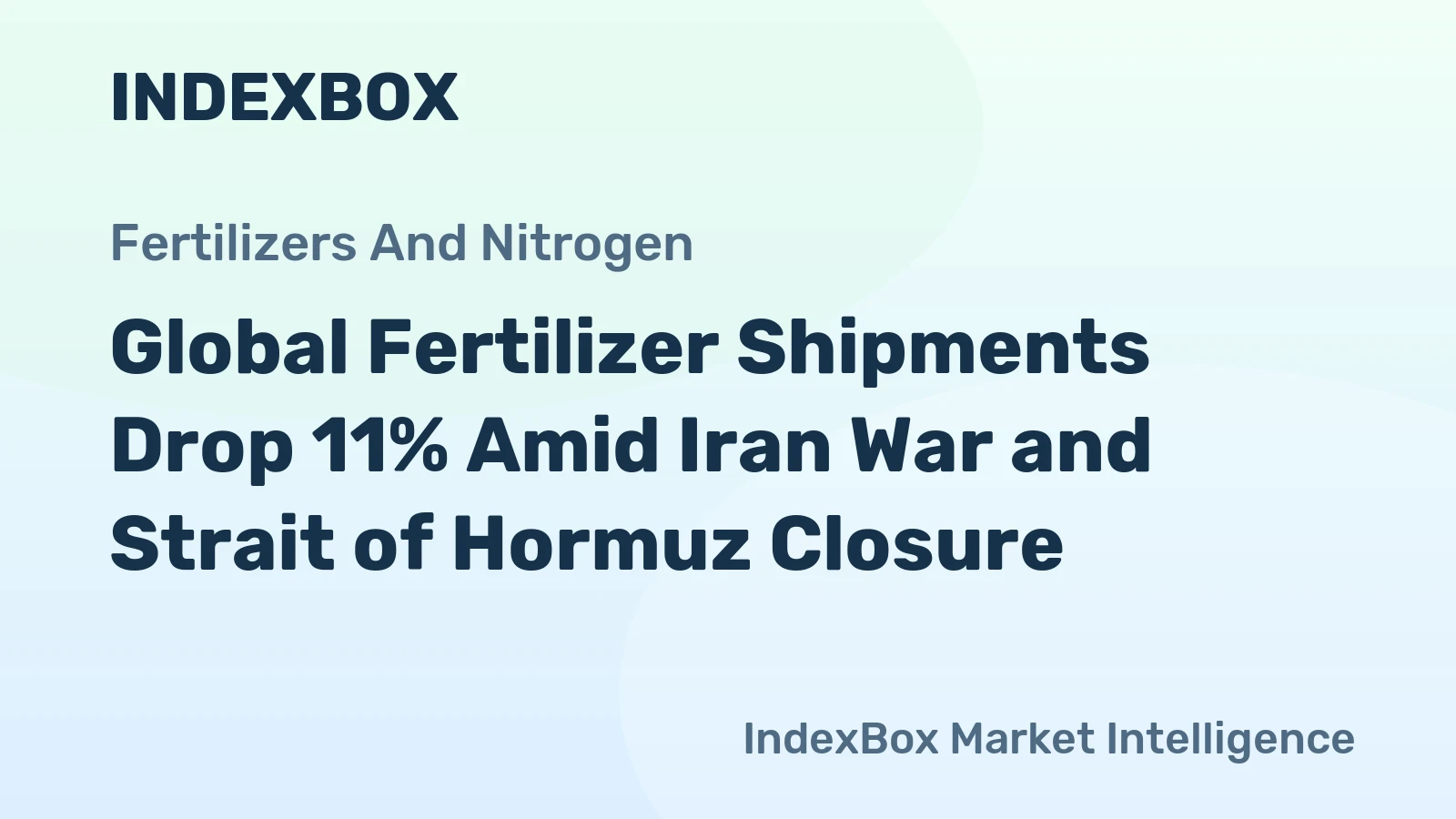 Global Fertilizer Shipments Drop 11% Amid Iran War and Strait of Hormuz Closure