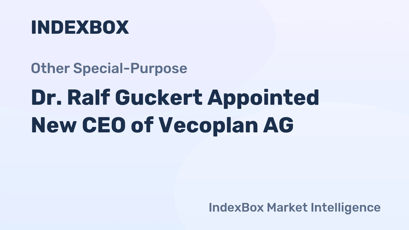 Dr. Ralf Guckert Appointed New CEO of Vecoplan AG