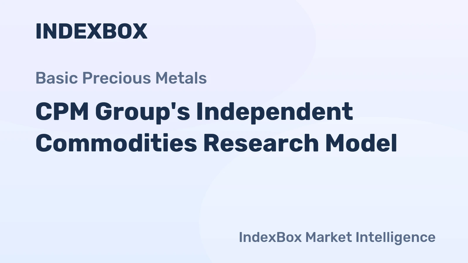 CPM Group's Independent Commodities Research Model