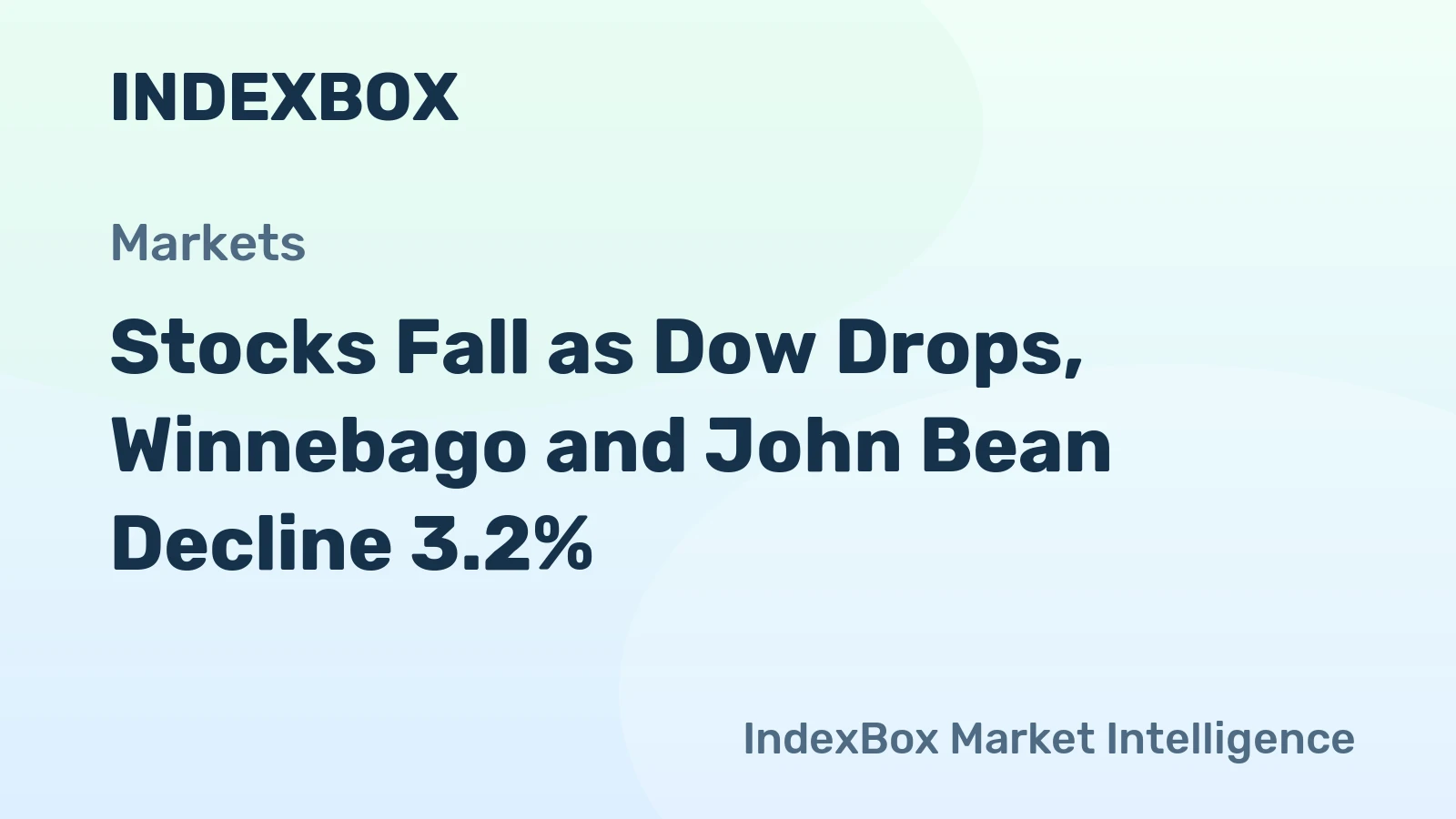 Stocks Fall as Dow Drops, Winnebago and John Bean Decline 3.2%