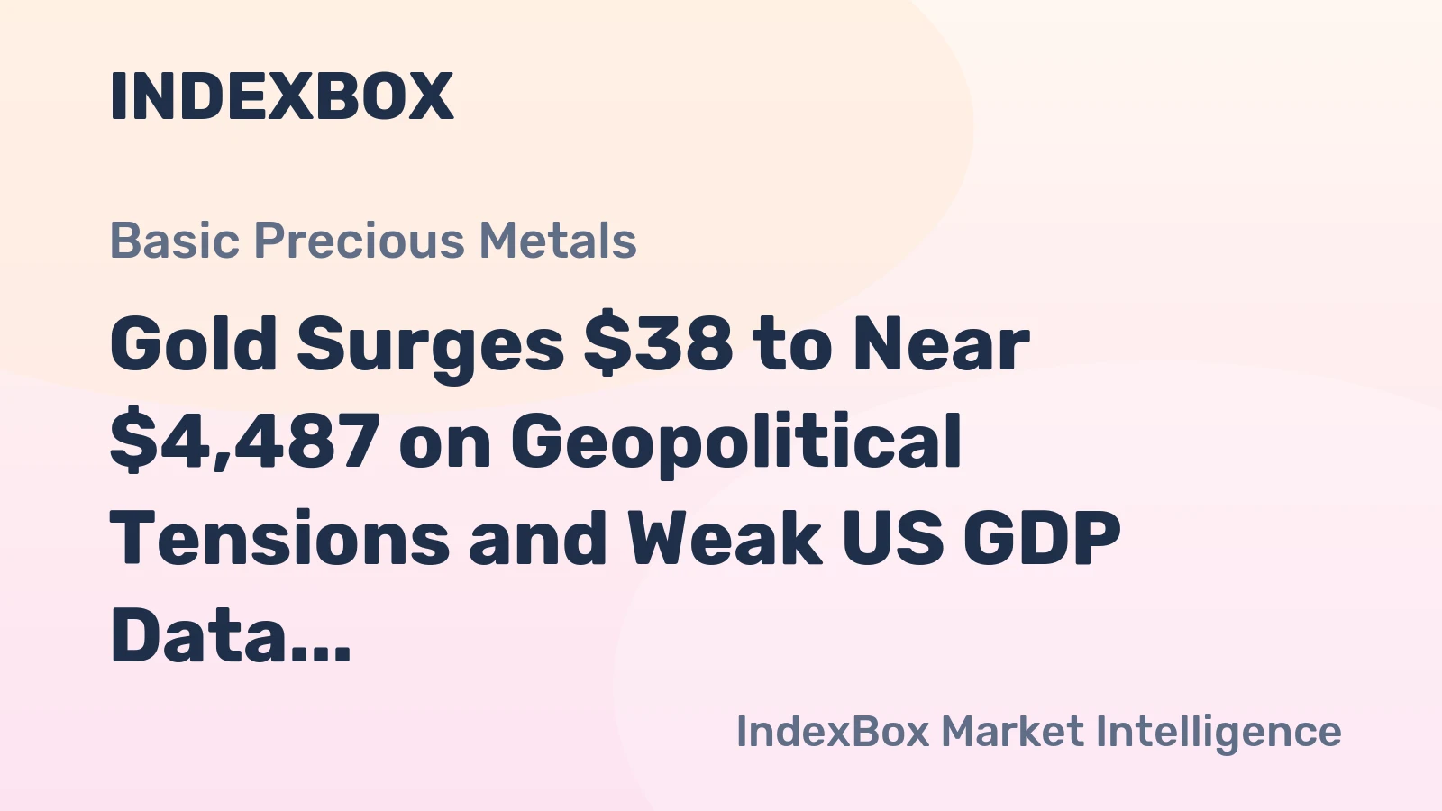 Gold Surges $38 to Near $4,487 on Geopolitical Tensions and Weak US GDP Data