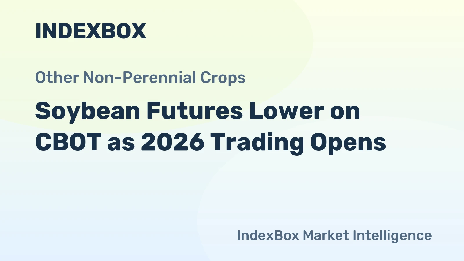 Soybean Futures Lower on CBOT as 2026 Trading Opens