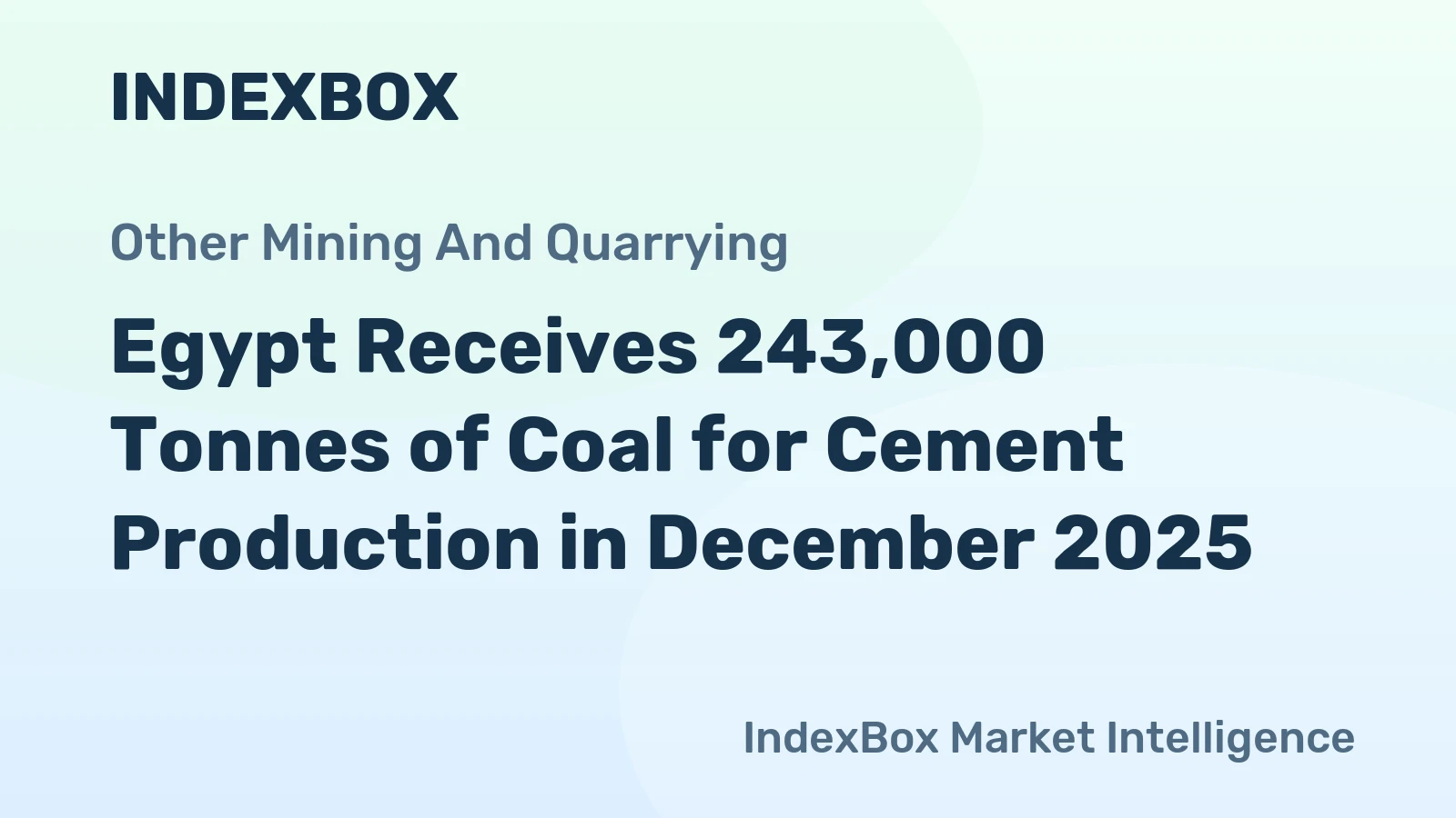 Egypt Receives 243,000 Tonnes of Coal for Cement Production in December 2025