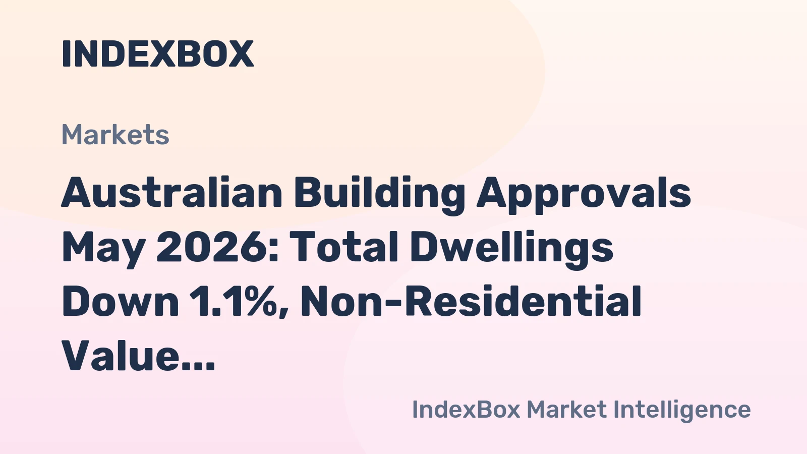 Australian Building Approvals May 2026: Total Dwellings Down 1.1%, Non-Residential Value Surges 41.0%
