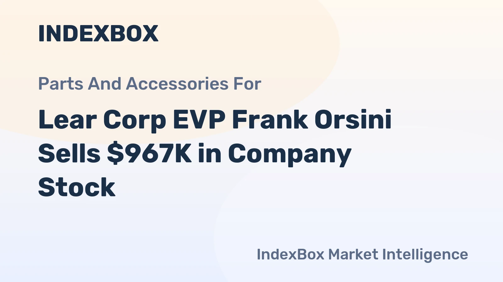 Lear Corp EVP Frank Orsini Sells $967K in Company Stock