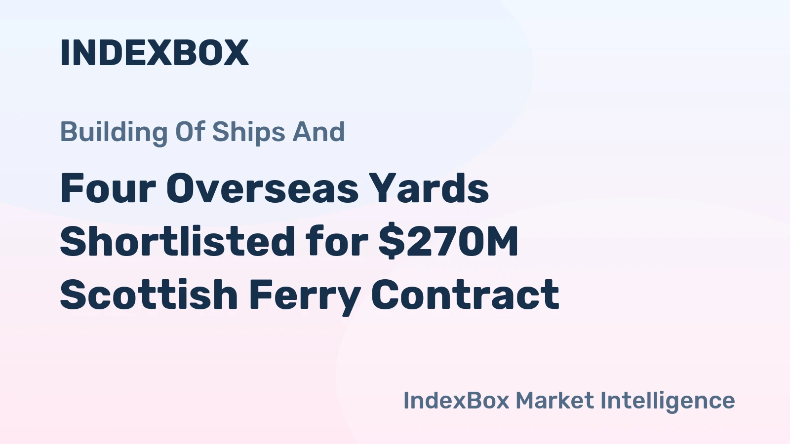 Four Overseas Yards Shortlisted for $270M Scottish Ferry Contract