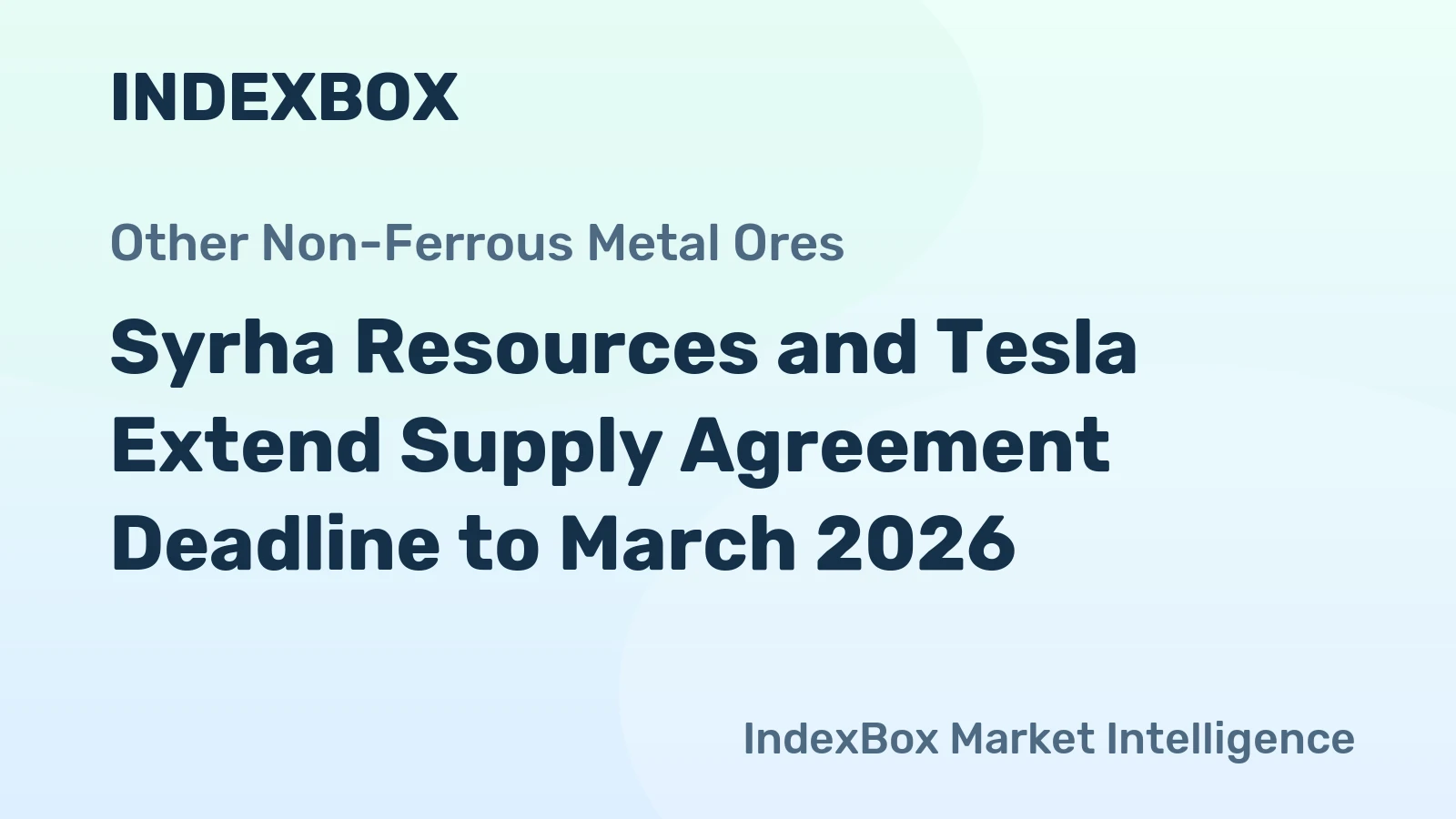 Syrha Resources and Tesla Extend Supply Agreement Deadline to March 2026