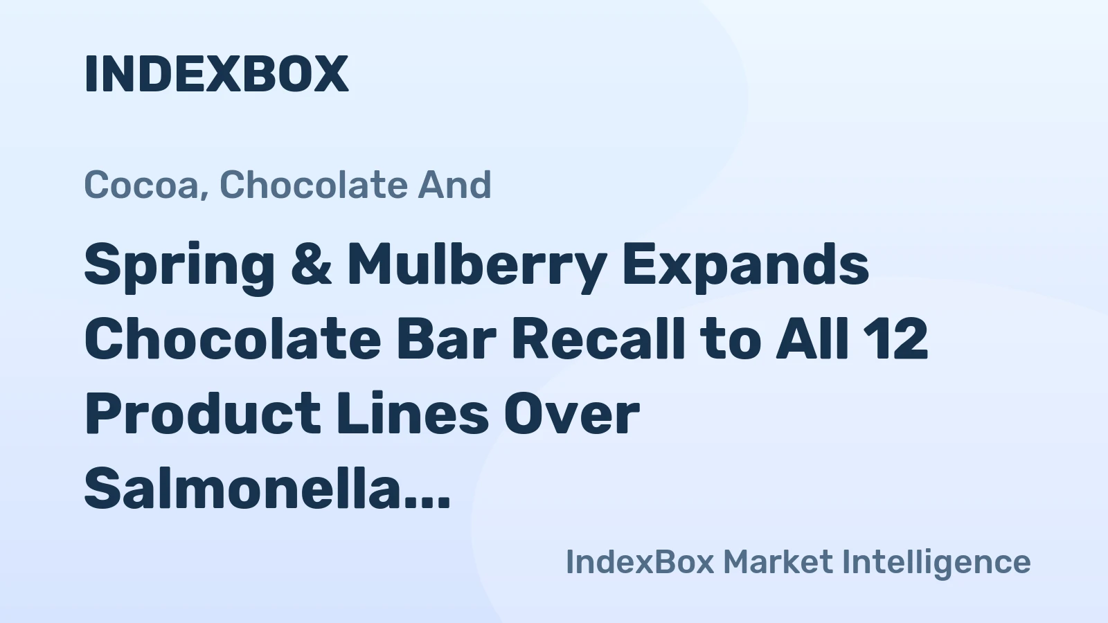 Spring & Mulberry Expands Chocolate Bar Recall to All 12 Product Lines Over Salmonella Concerns