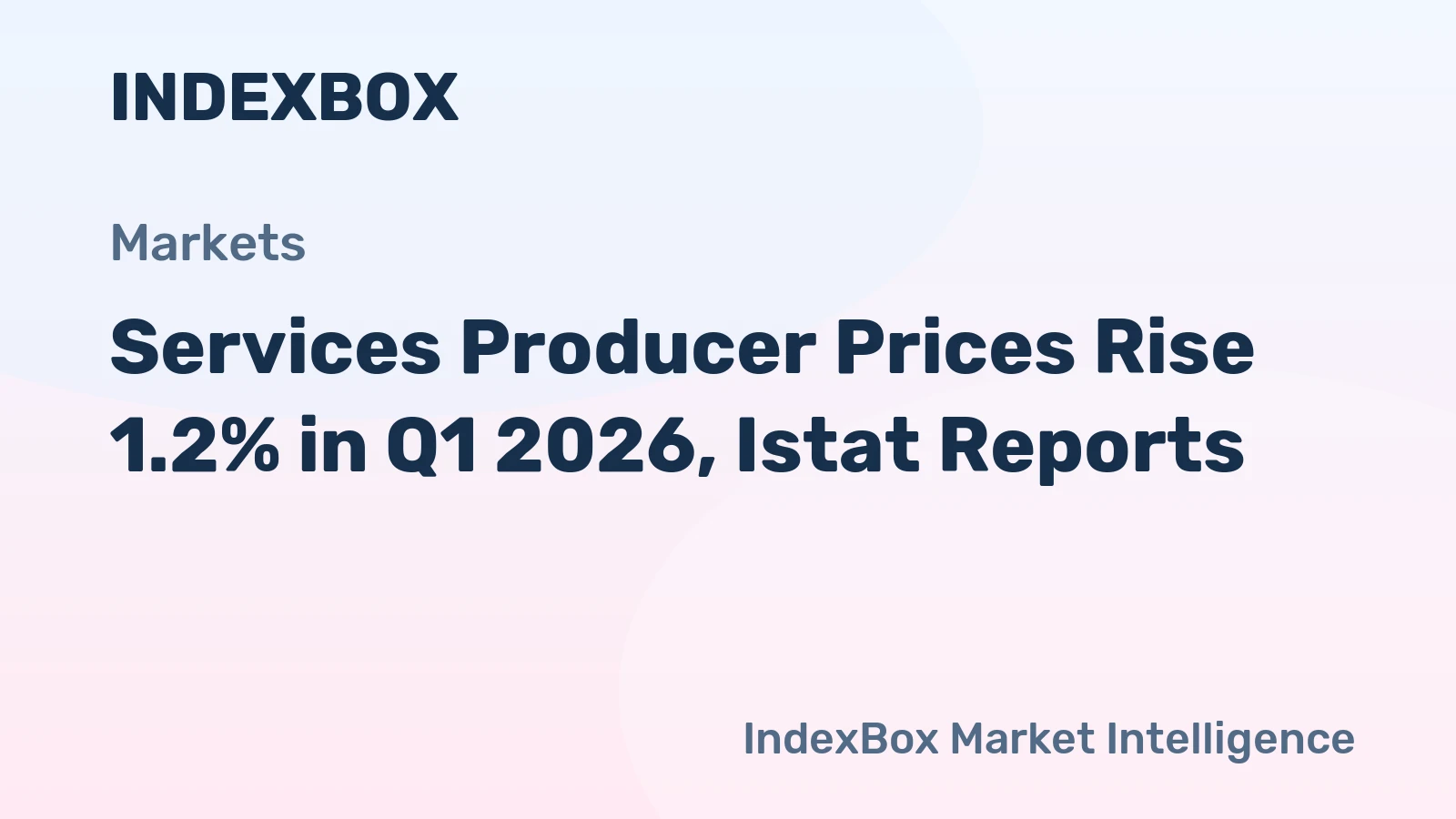 Services Producer Prices Rise 1.2% in Q1 2026, Istat Reports