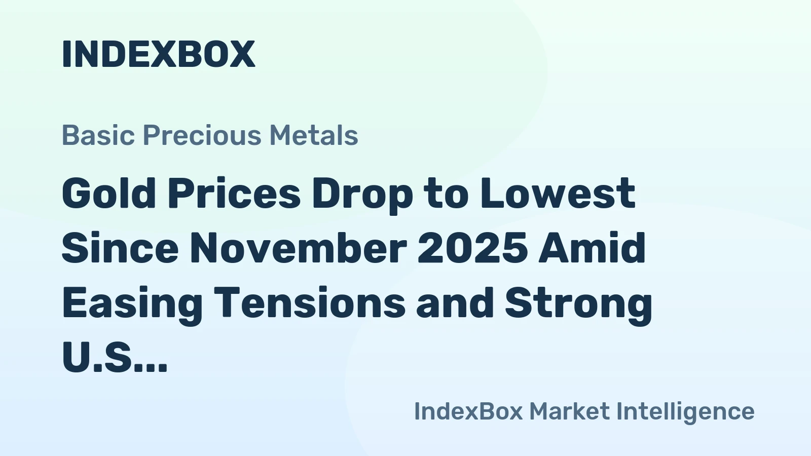 Gold Prices Drop to Lowest Since November 2025 Amid Easing Tensions and Strong U.S. Data