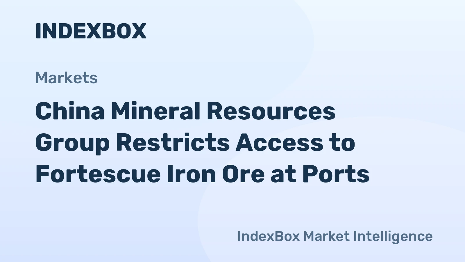 China Mineral Resources Group Restricts Access to Fortescue Iron Ore at Ports