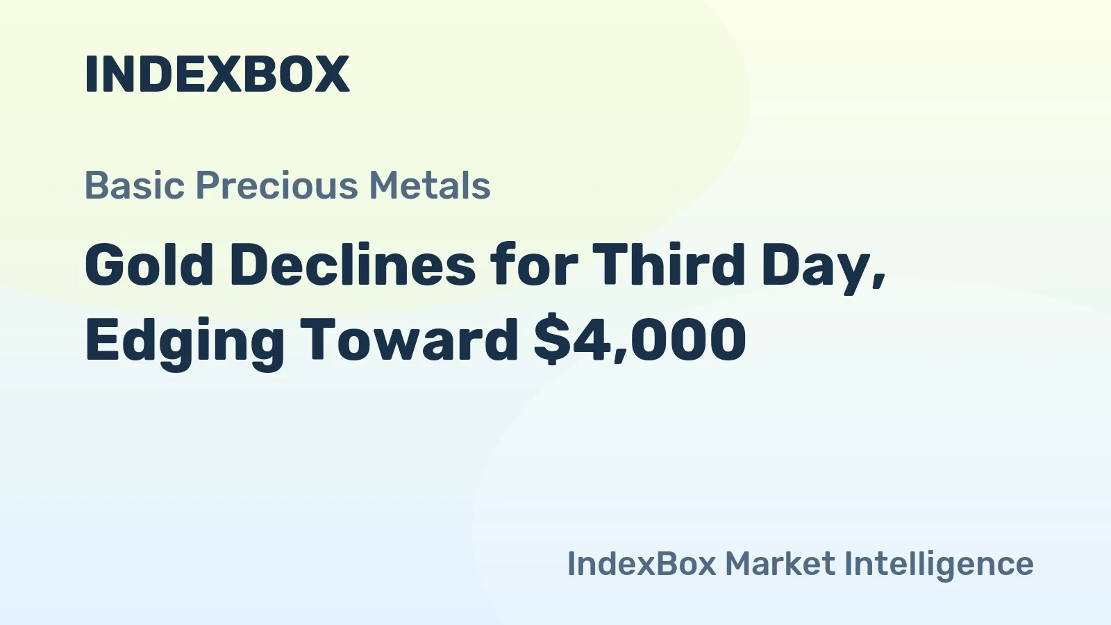 Gold Declines for Third Day, Edging Toward $4,000