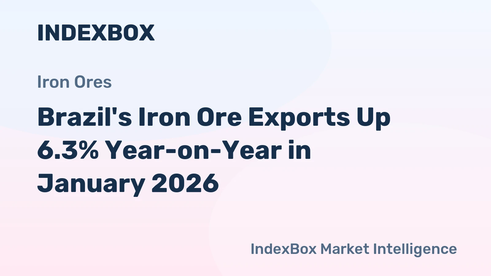 Brazil's Iron Ore Exports Up 6.3% Year-on-Year in January 2026