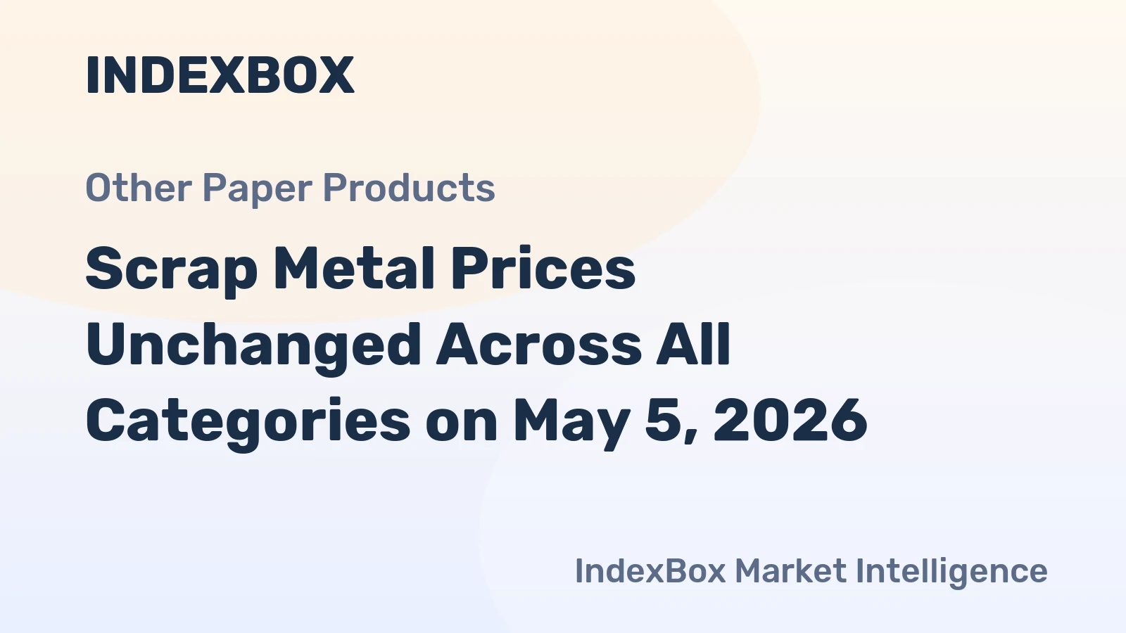 Scrap Metal Prices Unchanged Across All Categories on May 5, 2026