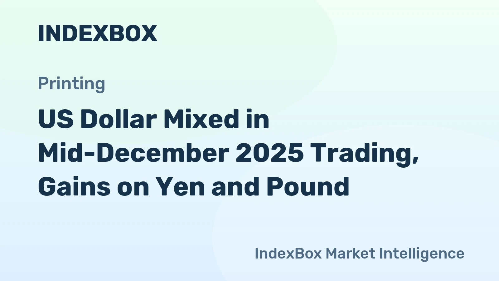 US Dollar Mixed in Mid-December 2025 Trading, Gains on Yen and Pound