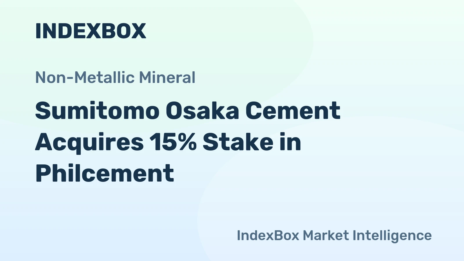 Sumitomo Osaka Cement Acquires 15% Stake in Philcement